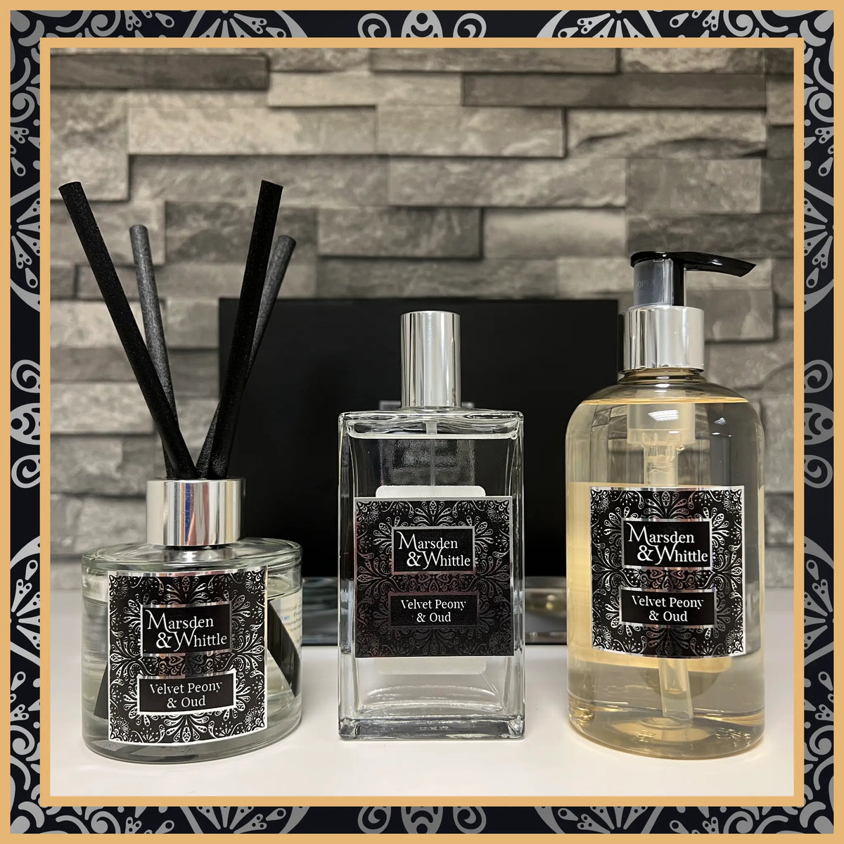 Velvet Peony & Oud Reed Diffuser, Room Mist & Hand Wash Gift Set